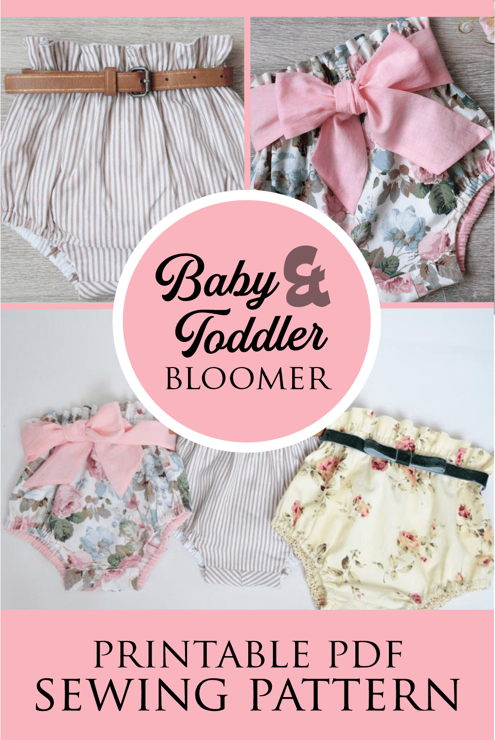 High Waisted Baby Bloomers Pattern | For Sizes from 3 Mnths - 5 Yrs